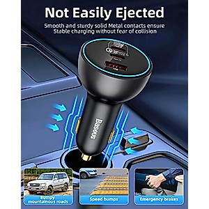 160W USB C Car Charger, Baseus PD3.0 QC5.0 PPS 45W 3 Ports Super Fast Charging Type C Car Phone Charger Adapter for iPhone 14 13 12 11 Pro Max Samsung Galaxy S22/S21 Ultra/Tab S8 iPad MacBook Laptop