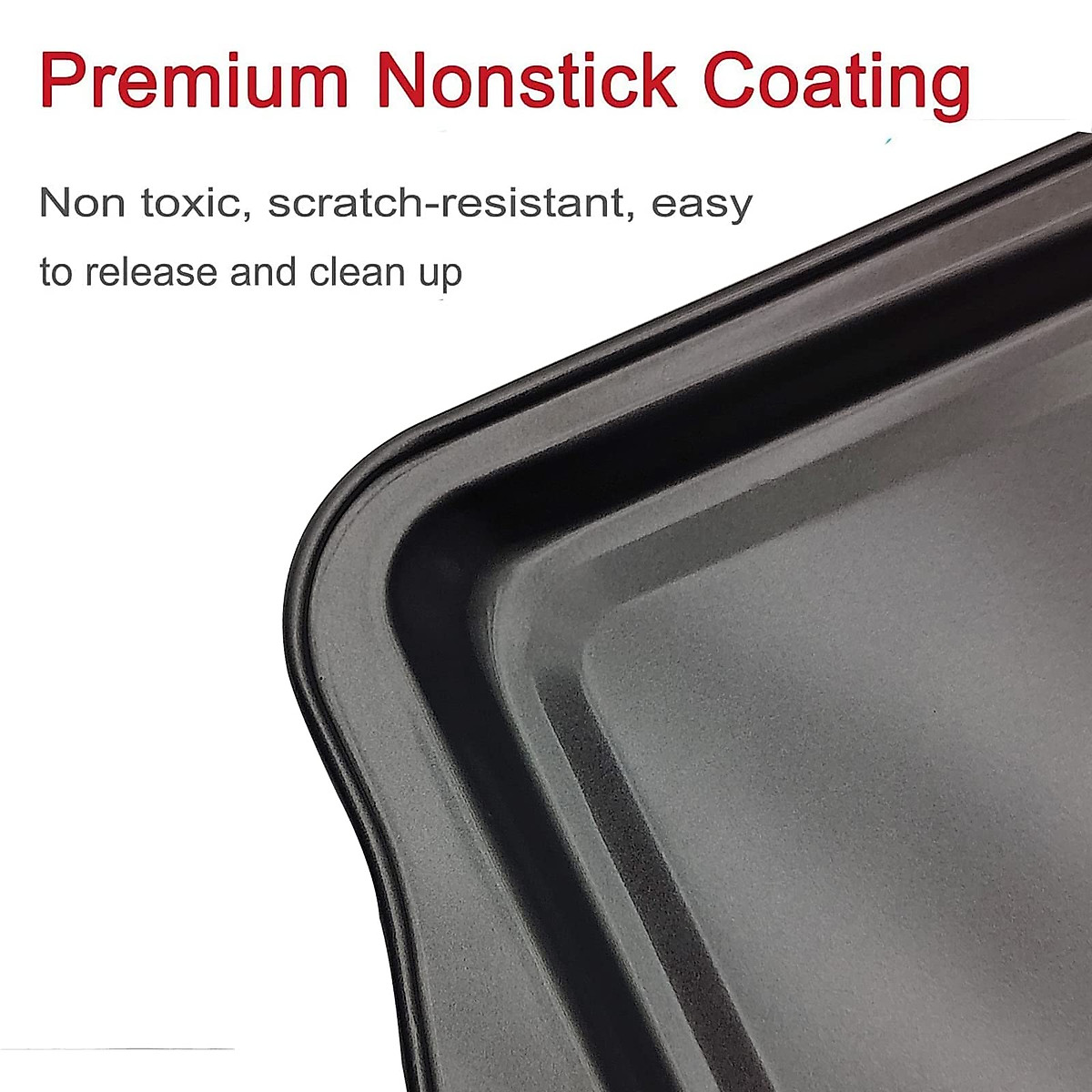 NBFTLTOP Baking Pan for Oven Non-Stick Baking Sheet Set of 4 w/Silicone Handles,Carbon Steel Baking Tray