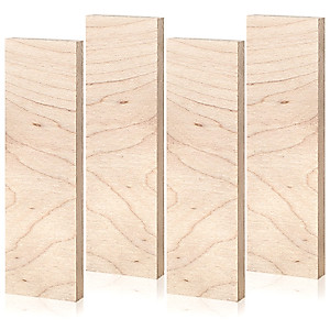 Chunful 4 Pcs Curly Maple Knife Handle Material Natural Wood Knife Handle Scales Knife Scales for DIY Crafts 3/8" x 1.5" x 5"