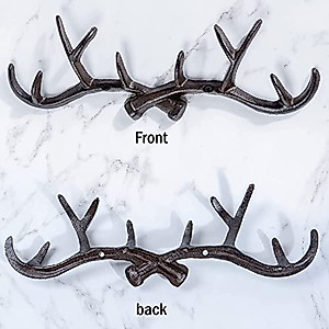 RENXI Cast Iron sea Anchor Hook Decoration Hanging Hook bar Cafe Wall Decoration Wall Hanging(Antlers Shape)