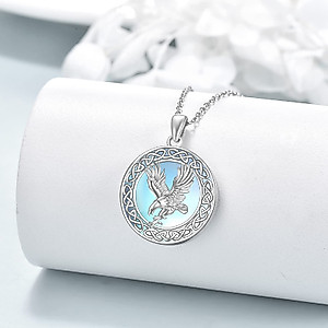 LUHE Moonstone Necklace Gifts Sterling Silver Irish Celtic Knot Pendant Necklace Jewelry Month Guardian Animal Necklace for Women Teen Girls Mother Daughter, Sterling Silver, Moonstone