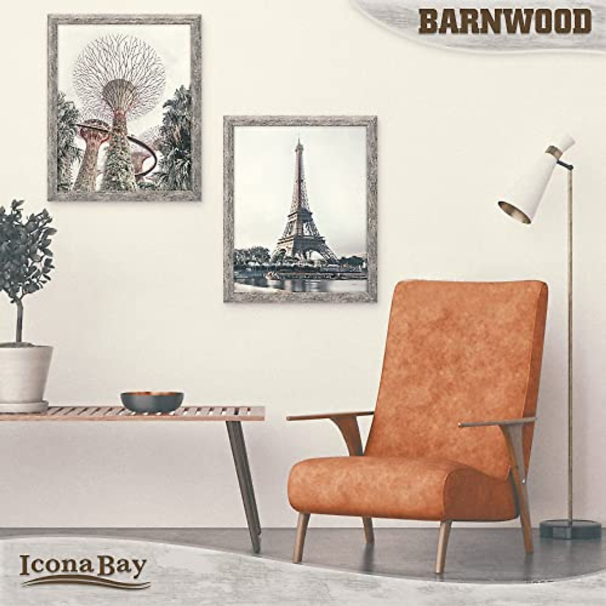 Icona Bay 16x20 Brown Oak Picture Frame, Country Rustic Style 16 x 20 Poster Frame, Wall Mount Only, Barnwood Collection