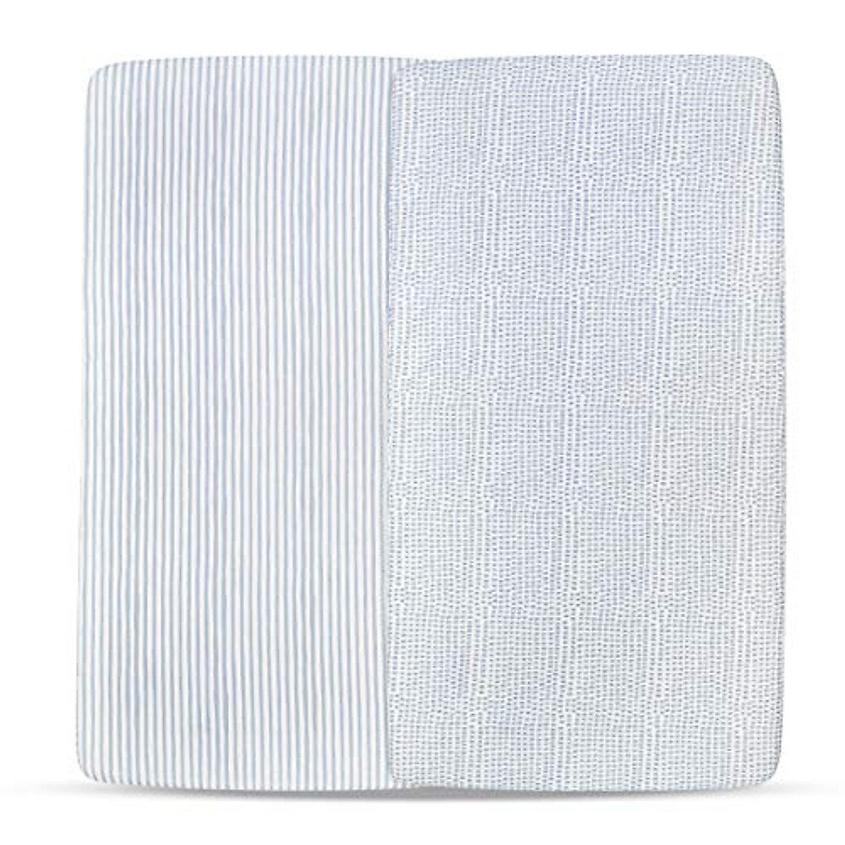 Ely’s & Co. Patent Pending Waterproof Crib│Toddler Bed Sheet 2-Pack Set for Baby Boy - 100% Cotton, Jersey Knit Cotton Sheets with Waterproof Lining — Misty Blue, Stripes and Splashes