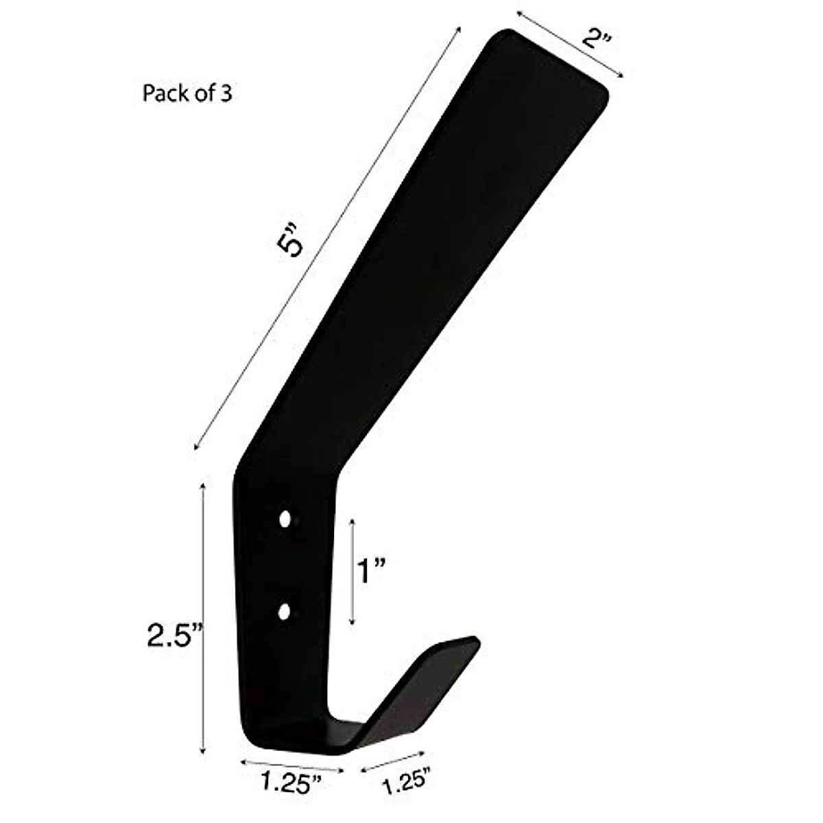 Tetra-Teknica Home Essentials Metal Wall Hook, Matte Black, 3 Pack