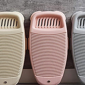 DOITOOL Small Wash Basin Plastic Washboard Hand Washing Board: Non Slip Underwear Wash Board Khaki Hand Washing Clothes Tool for Manual Clothing Laundry Cleaning Tool Hand Underwear Washboard