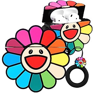 Besoar for AirPods 2&1 Case Cartoon Cute Kawaii Silicone Cases for Apple AirPod Air Pods 1/2 Design Cover Cool Unique Fashion Fun Funny Soft Coves for Girls Girly Boys(Chromatic Flowers)