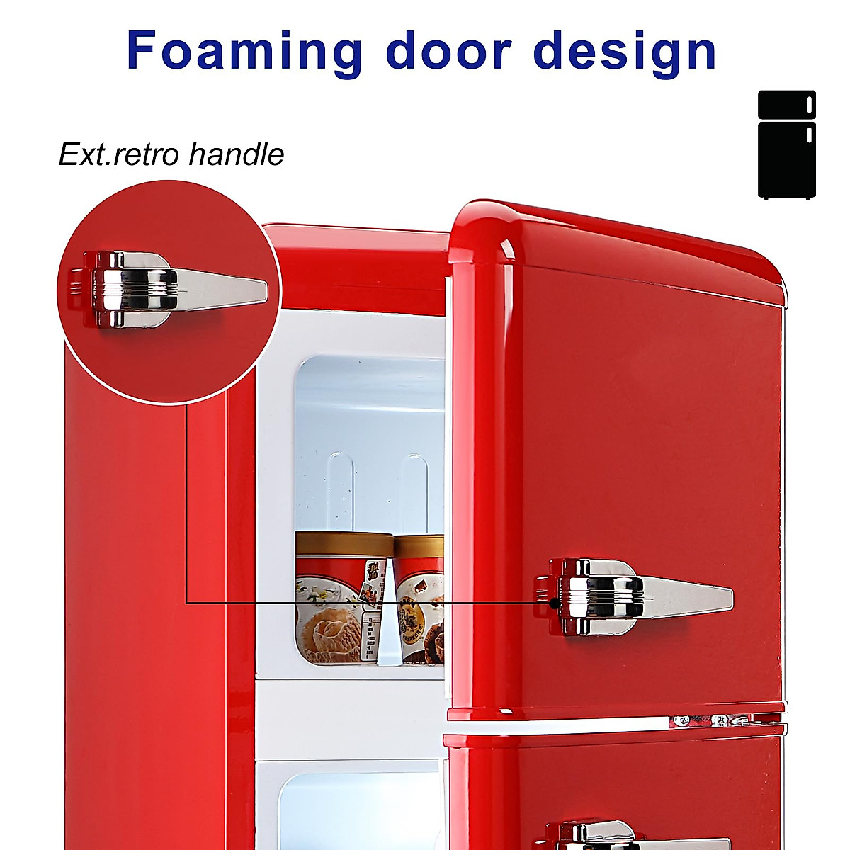 Fridge with Freezer Mini Retro Red 3.5 Cu.ft Compact Refrigerator Small for Bedroom, Office, Dorm, RV, Apartment with Adjustable Mechanical Thermostat 2-Door Design Red