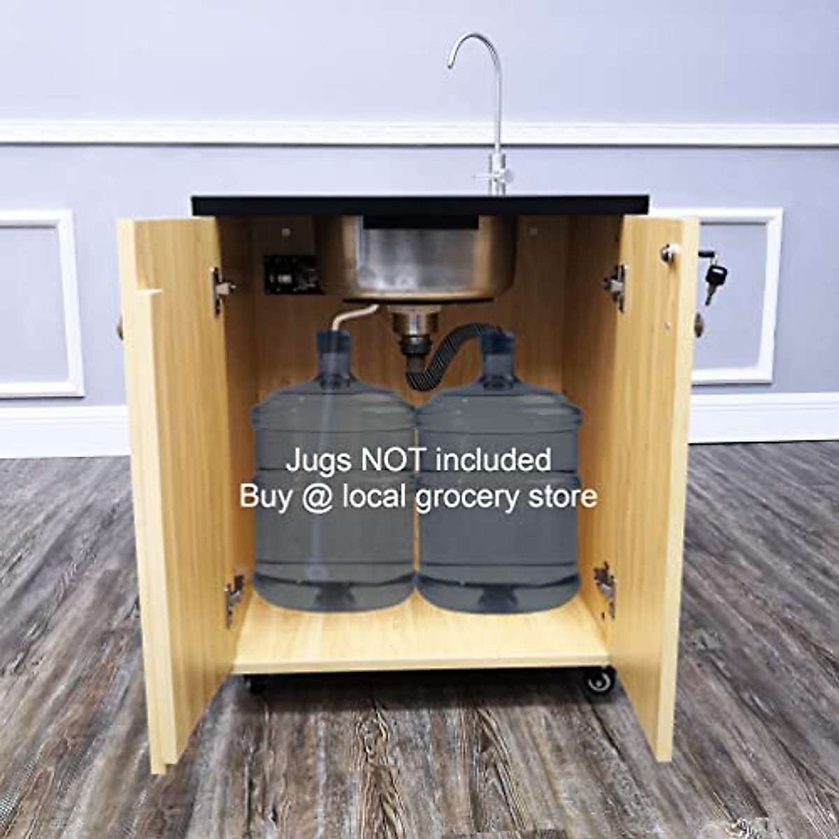 FixtureDisplays Portable Sink Self Contained Hand Wash Station Mobile Sink Water Fountain Portable Sink Water Supply w/Pump 110V Power Caulk All Places to Water Proof 10122-NPF