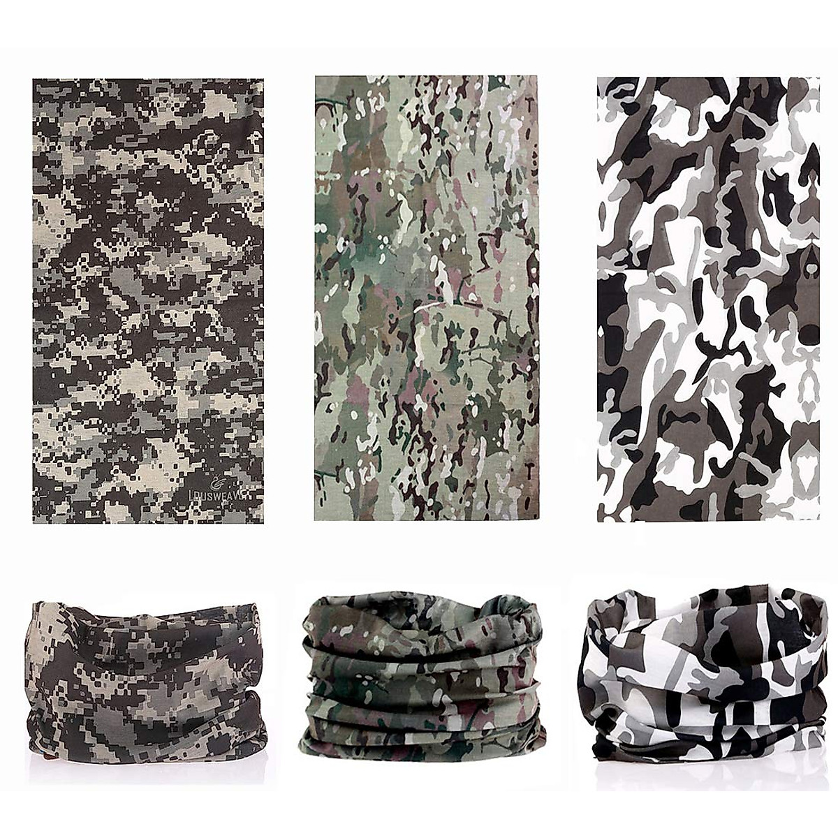 KALILY 6PCS Headband Bandana - Versatile Sports CAMO Headwear –Neck Gaiter, Headwrap, Balaclava for Camping, Cycling, Fishing