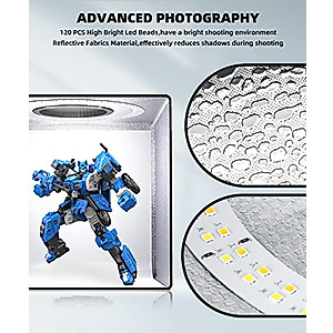 SAMTIAN Upgrade 8 Backdrops Light Box, 12" Shooting Tent with 120 LED Lights Photo Studio Light Box Photography with Reflection Board & Diffuser for Small Size Product Photography