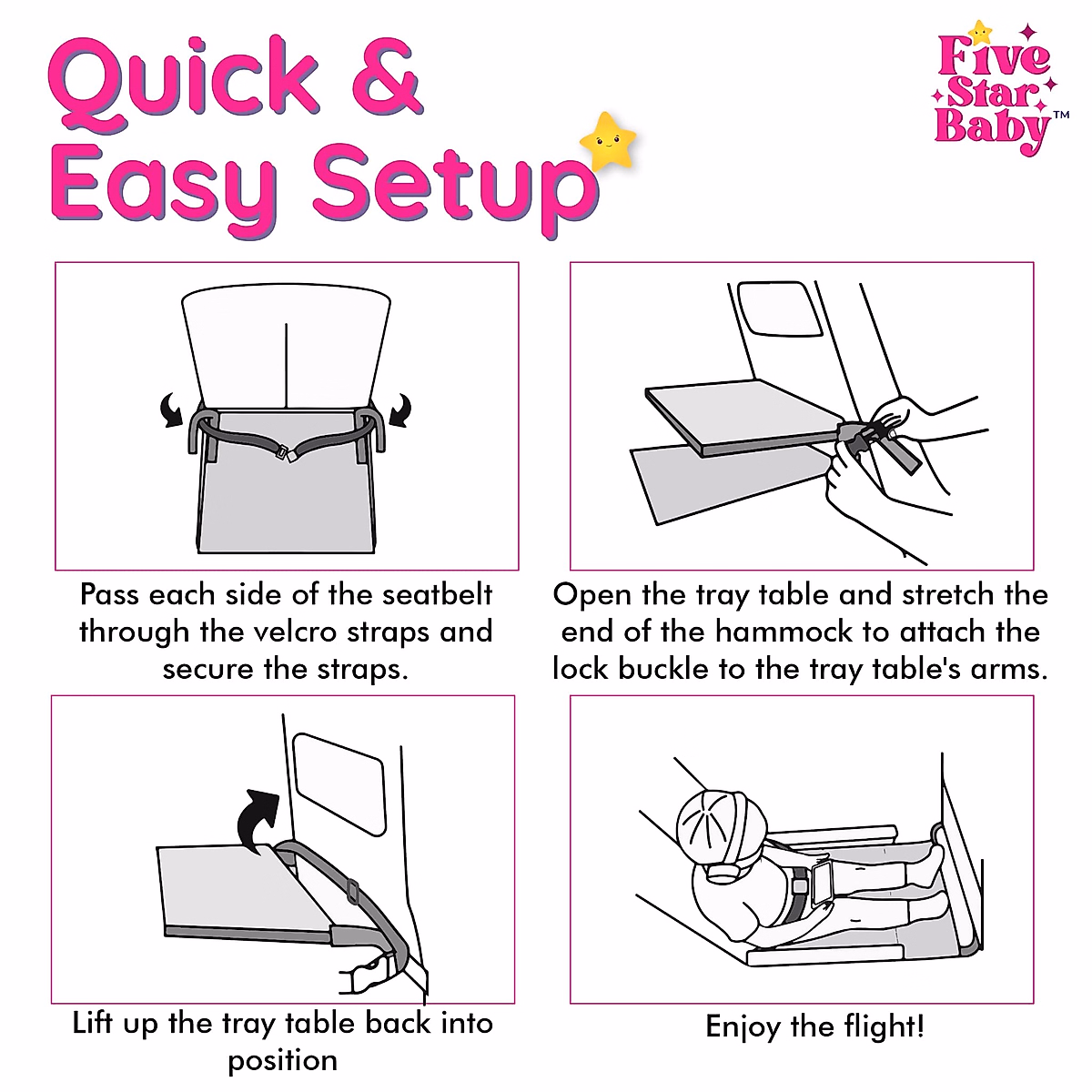 FIVESTARBABY Toddler Airplane Bed for Toddler - Airplane Toddler Bed - Kids Airplane Bed - Baby Plane Travel Essentials - Airplane Seat Extender for Kids - Airplane Must Haves for Toddlers (Pink)