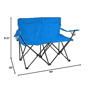 Trademark Innovations Loveseat Style Double Camp Chair, 40" L x 22" W x 31.5" H, Blue