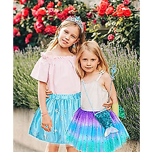 STOPKLAS Little Girls Dress Up Costume Set, Fairy and Mermaid Princess Dress up Trunk with Accessories 19pcs Girls Pretend Play Costume for Girls 3-6