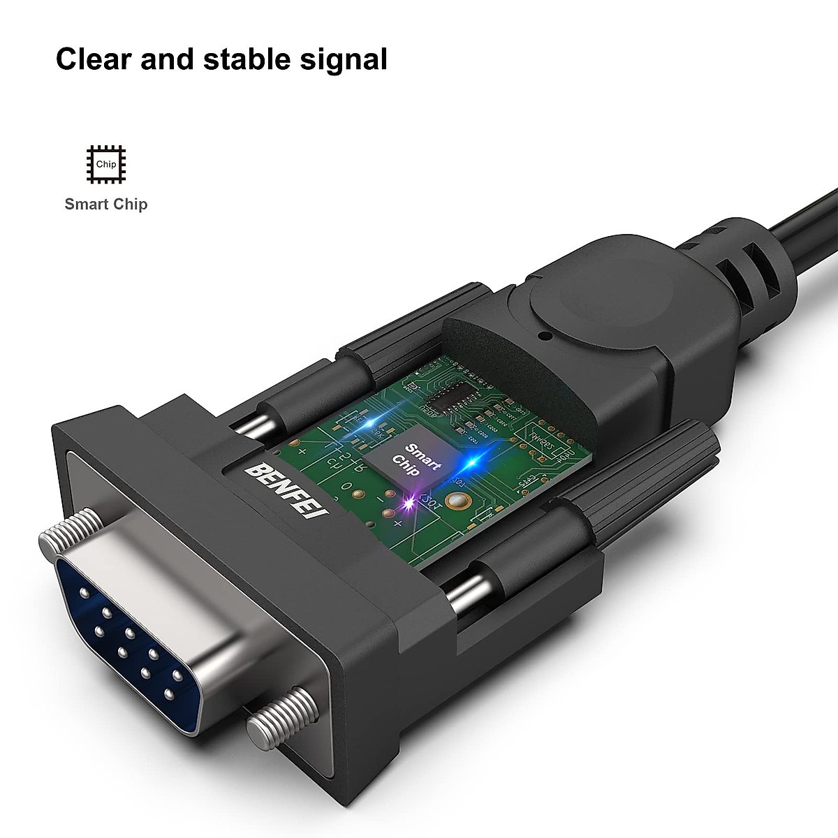 BENFEI USB to Serial Adapter, USB to RS-232 Male (9-pin) DB9 Serial Cable, Prolific Chipset, Windows 11/10/8.1/8/7, Mac OS X 10.6 and Above, 1.8M（Not VGA）