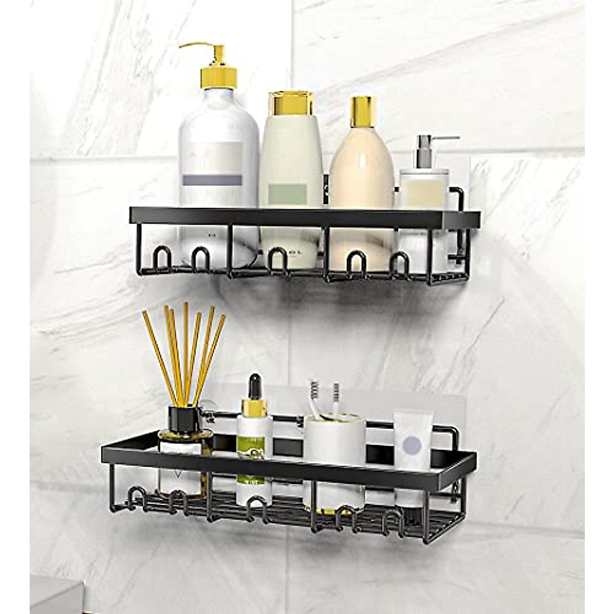 2-pack shower caddy shower shelves, no drilling traceless adhesive bathroom storage organizer shelves for Bathroom Washroom Restroom Toilet Kitchen