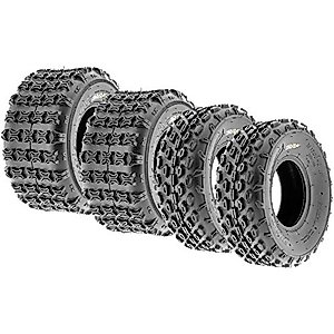 SunF Set of 4 Sport ATV Tubeless Tires 19x7-8 Front & 18x9.5-8 Rear, 4 Ply