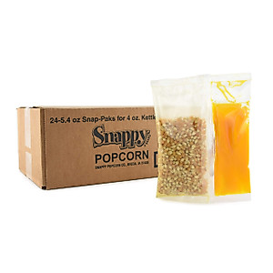 Snappy Popcorn Snap Pack Poppers, Yellow Popcorn, Coconut Oil and Buttery Flavored Salt, 24 Count