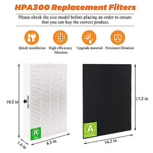 3 Pack HPA300 HEPA Filter Replacement for Honeywell Air Purifiers Filter HPA300 Series & Filter R - HPA300, HPA304, HPA8350,HPA300VP Replace HRF-R3 HRF-AP1(with 6 Activated Carbon Pre Filters)