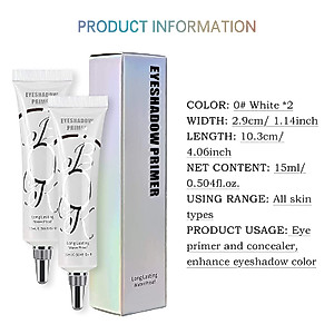 LOKFAR 2 Pack Matte Eyeshadow Primer for Oily Lids White Eyeshadow No Crease Eye Primer Makeup Eyeshadow Base Waterproof & Smudge-proof & Long Lasting Cream Liquid Eye-shadow for All Shadows (Set A)