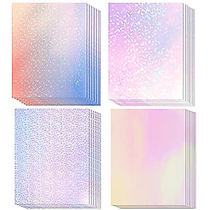 36 Sheets Holographic Sticker Paper, Transparent Holographic Vinyl Laminate Film, Clear Overlay Lamination Sticker Paper Self Adhesive Waterproof - Gem, Dot, Colorful, Star Patterns/8.5x11 inch