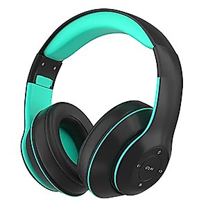 Kids Bluetooth Headphones, Over-Ear Bluetooth Wireless Wired 2-In-1 Headphones, Foldable Soft Earmuff Shocking Bass Noise Reduction with Mic Headsets for Girls Boys Learning Music Gaming (Black)