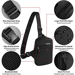 ANBEKO Small Crossbody Sling Bag Fanny Packs for Men Women, Mini Travel Shoulder Messenger Bag Chest Bag (PU)
