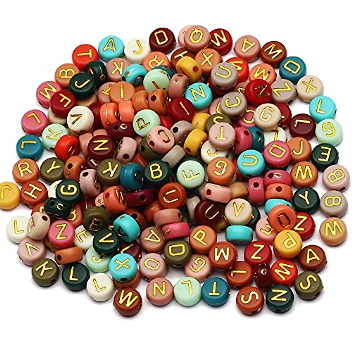 ToBeIT 1000pcs Letter Beads Acrylic Bead Alphabet Letter "A-Z" Round Beads for Jewelry Making, Bracelets, Necklaces, Key Chains(Gold)