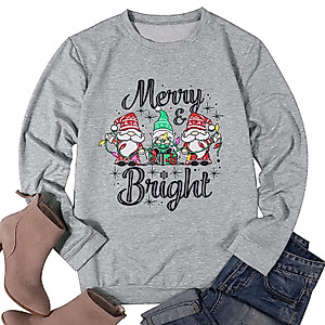 KIMSOONG Christmas Sweatshirts for Women Believe Sweatshirt Funny Christmas Sweaters Lightweight Blouse Xmas Hat Holiday Tops