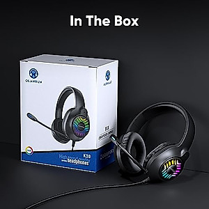 OLANRUN Gaming Headset with Microphone for PC - Stereo Gaming Headphones with Mic for Xbox One, Xbox Series X|S, PS5, PS4 - Wired PC Gaming Headset with 9 Color RGB for Computer, Laptop (Black)