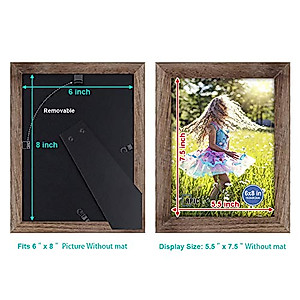 RPJC 6x8 inch Picture Frame Made of Solid Wood and High Definition Glass Display Pictures for Table Top Display and Wall Mounting Photo Frame with Stand Carbonized