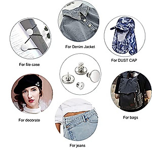 8 Sets of 17 mm Pants Button, Jean Buttons Pins for Loose Jeans, Adjustable Button for Jeans, Reusable and Adjustable Metal Pants Button Tightener