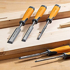 TOLESA 5-Piece Wood Chisel Sets, Cr-V and Soft Grip with Hammer End Wood Chisel Kit for Carpentry, Woodworking