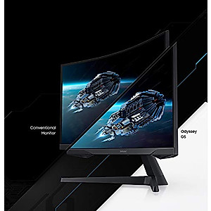 Samsung 32” Odyssey G5 Gaming Monitor, WQHD (2560x1440), 144Hz, Curved, 1ms, HDMI, Display Port, AMD FreeSync Premium, HDR10, LC32G55TQWNXZA, Black