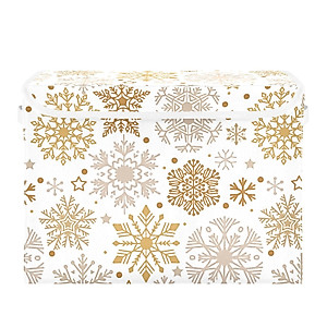 MNSRUU Collapsible Storage Boxes Fabric with Lids and Handle, Ornament Storage Cubes Closet Organizers and Storage Bins Cabinet Christmas Snowflakes for Home Bedroom Office