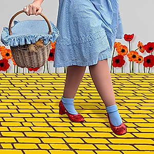 16 Pcs Yellow Brick Road Runner Yellow Brick Road Backdrop Emerald Castle Backdrop Floral Rainbow Photography Background Artificial Red Orange PU Poppy Anemones Princess Decor