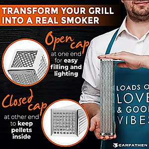 Carpathen Smoke Tube - Pellet Smoker for Gas Grill, Electric, Charcoal Grills or Smokers - Billows 5 Hours of Amazing Cold Smoke Ideal for Smoking Cheese, Fish, Pork, Beef, Nuts - Stainless Steel