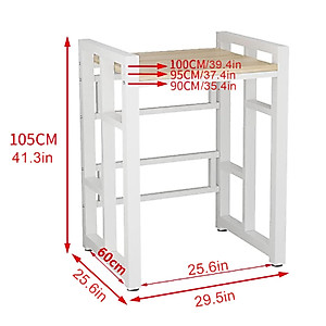 Topjia Thicken Washing Machine Shelf with Adjustable Shelf,Space Saver Stackable Storage Shelf,Washer Dryer Stacking Rack Stand for Laundry Room Apartments Garages(29.5"x25.6"x41.3", White)