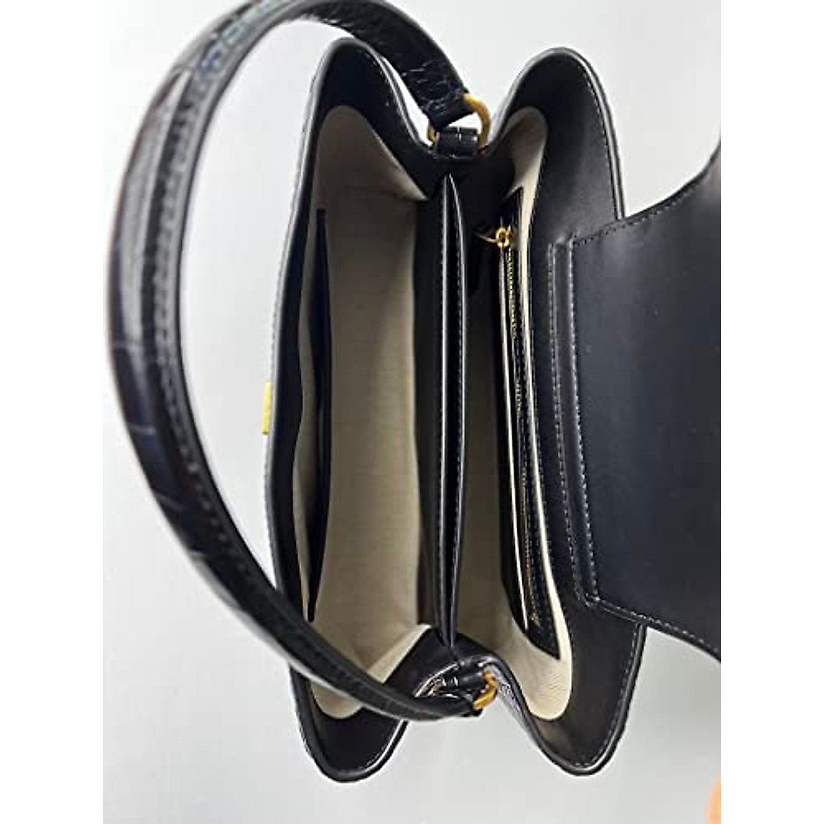 Tory Burch Britten Embossed Small Satchel/Crossbody Bag 141043 Black 001