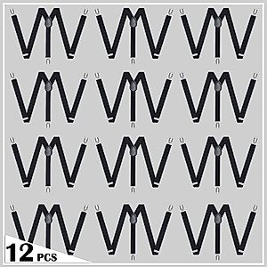 Seematn 12Pcs Halloween Suspenders for Men Adjustable Suspender Elastic Y Back Style Suspenders Belts for Men Boy Costume Accessories (Black)