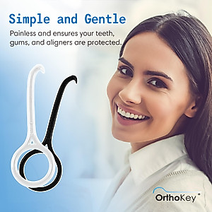 OrthoKey Clear Aligner Removal Tool for Teeth — Grabber Remover Tool for Invisible Removable Braces & Retainers — Fits Into a Dental Carrying or Aligner Case Cleaner — Small Size, Blue and Black