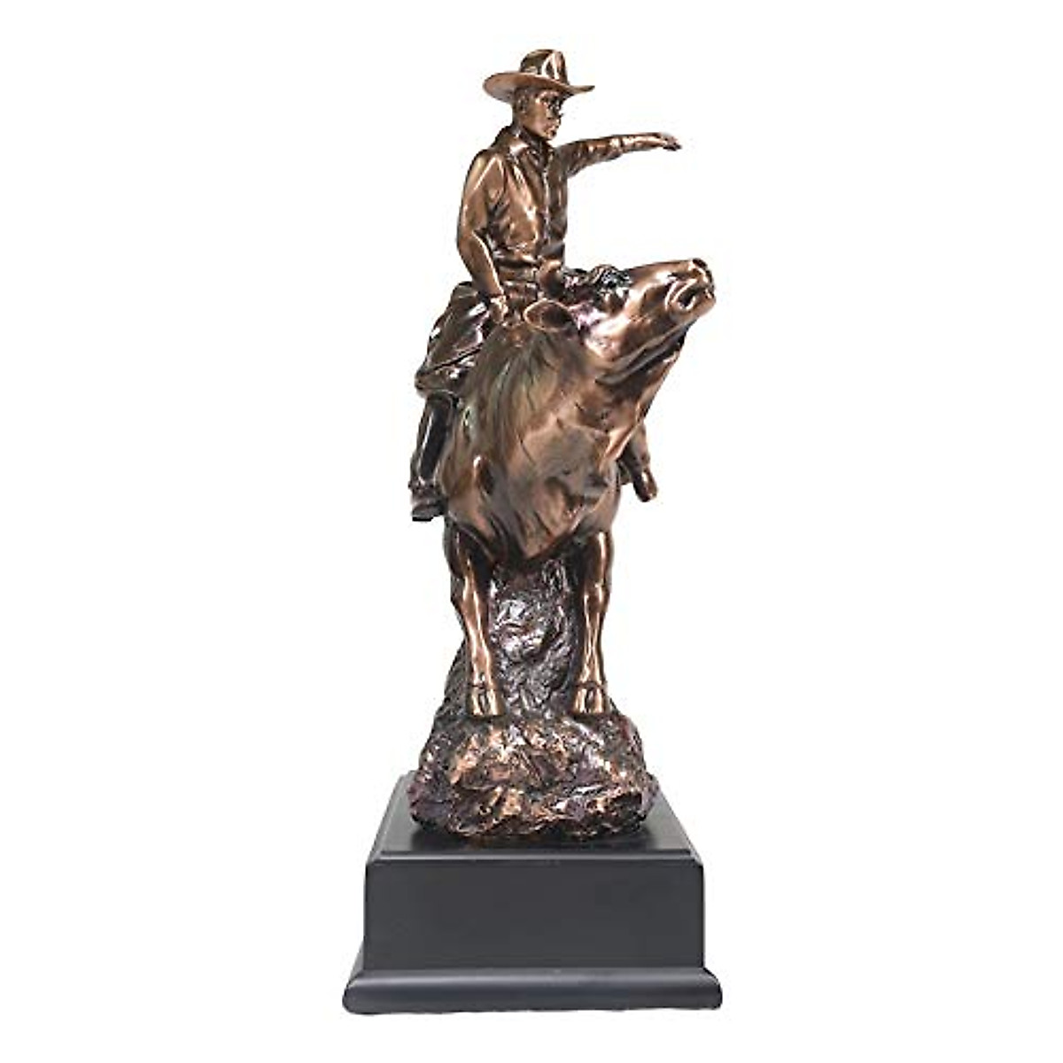 Ebros Large Rustic Western Rodeo Bull Rider Cowboy On Bucking Bull Statue in Electroplated Sepia Bronze Finish Old World Wild West Cattle Bull Riding Cowboys Accent Figurine