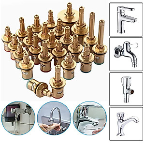 Faucet Ceramic Cartridge Valve, G1/2" Brass Tap Ceramic Disc Cartridges Replacement for Hot Cold Water (Type F1- H49mm)