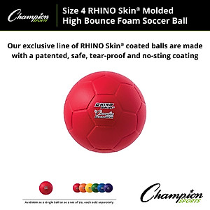 Champion Sports Rhino Skin Molded Foam Size 4 Soccer Ball, Red