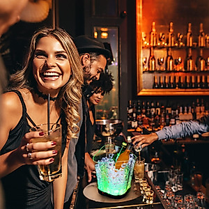 LED Ice Bucket Bulk 6.5 L Large Capacity Light Ice Wine Bucket 7 Color Gradient Cooler Bucket Battery Powered Glowing Plastic Champagne Beer Bucket Drink Container for Home Club Party Bar KTV (6 Pcs)