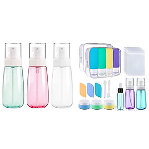 Cosywell Fine Mist Spray Bottle TSA Approved 3.4oz/ 100ml Empty Cosmetic Travel Bottles Set 27 Pack TSA Approved Travel Containers