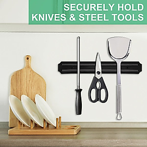 SWZHAI Magnetic Knife Holder For Wall 13 inch Kitchen Knife Magnetic Holder Extra-Strong Magnet Knife Holder Strip, Knife Magnetic Strip for Tool Kitchen Garage Workshop (2 Pack)