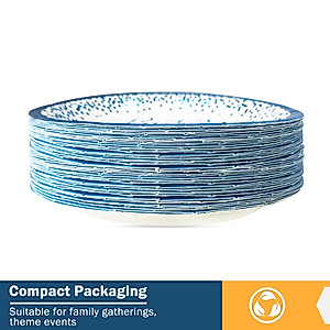 CENLBJ Paper Plate, 9inch- 50pcs, Blue Golden Dot, Biodegradable, Baby Shower Party Supplies