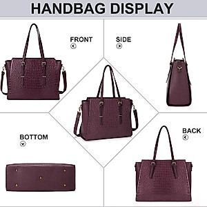 Laptop Bag for Women 15.6 Inch Large Capacity Laptop Tote Bag Waterproof Lightweight Leather Shoulder Handbag Professional Office Briefcase Classy Computer Work Bag, Wine Red
