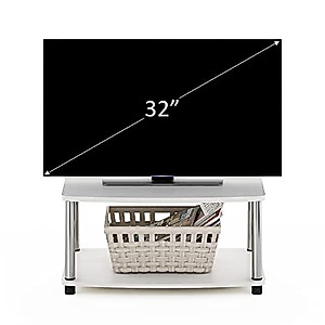 Furinno Turn-N-Tube No Tools 2-Tier Elevated TV Stand, Stainless Steel Tubes, White Oak/Chrome