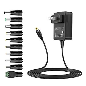 12V Power Supply AC Adapter DC 12 V Power Cord Universal Power Adapter 12Volt Charger Compatible with 1000mA 900mA 800mA 700mA 600mA 500mA 400mA 300mA 200mA 100mA Electronics